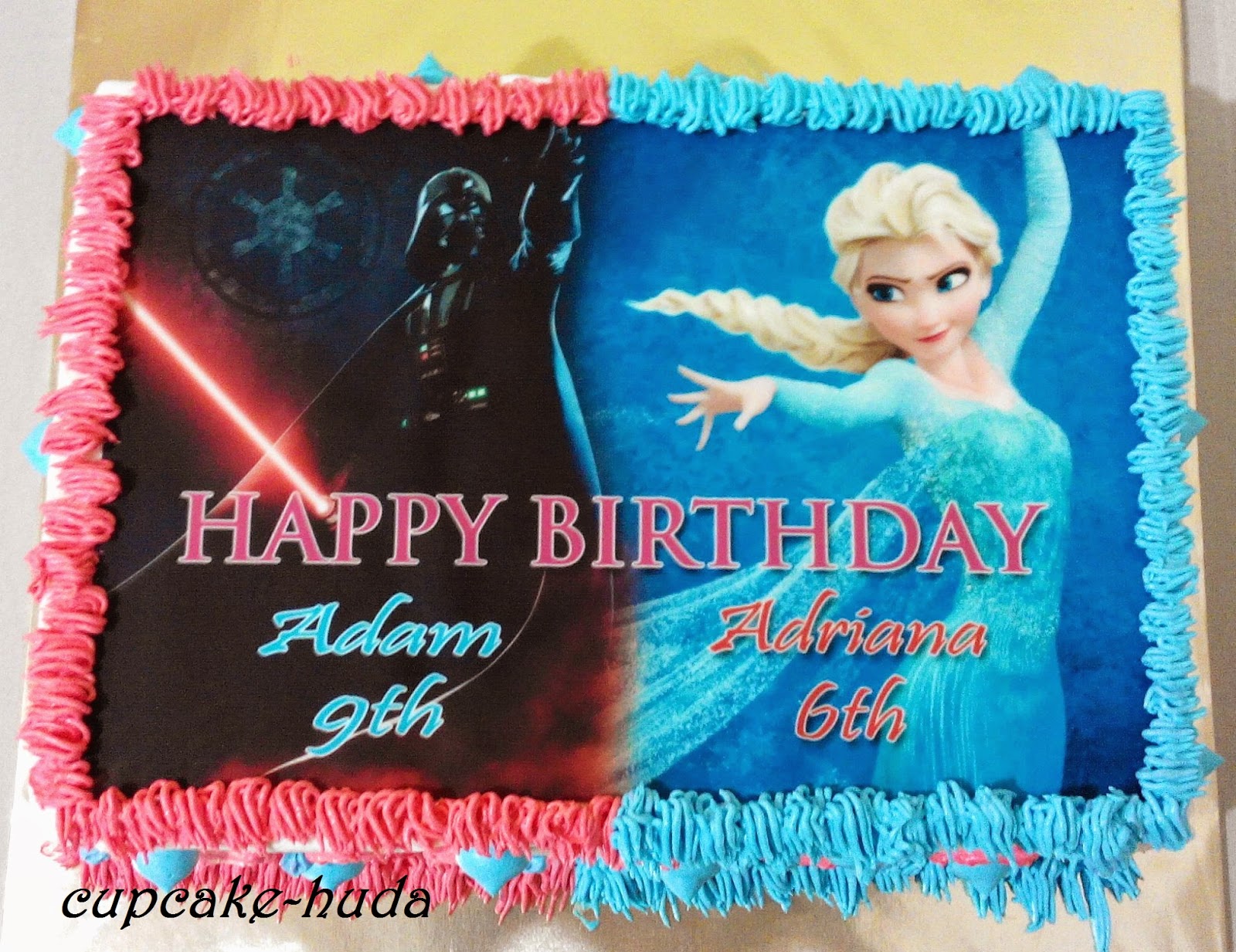 Darth Vader vs Princess Elsa : Happy Birthday Adam & Adriana | cupcake huda