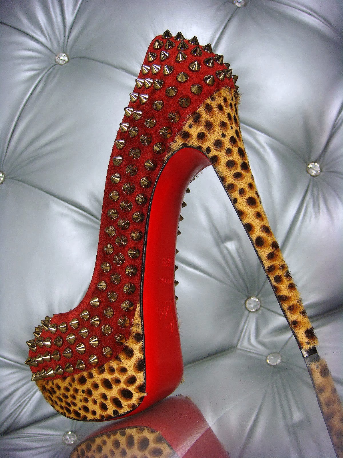 High Heel Lovers: Spike Platform High Heels - Red/Leo