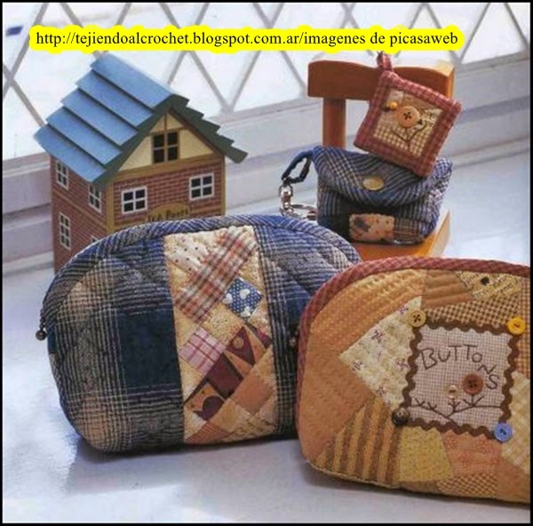 PATCHWORK= SOLO PATRONES = TODO GRATIS: BOLSO ,MONEDEROS EN PATCHWORK