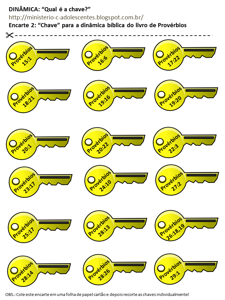 Ministério Adolescentes: Dinâmica: "Qual é a chave"?