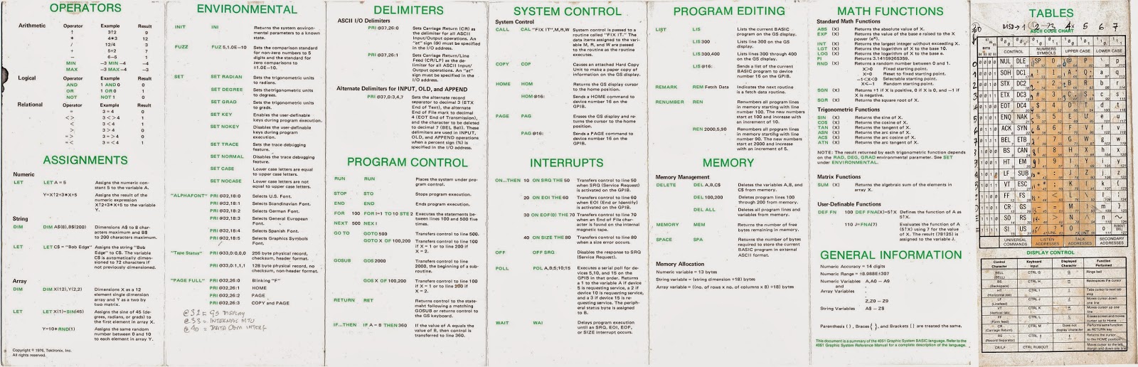 TEKTRONIX: 4051 BASIC CHART & TEK LOGO DRAWING
