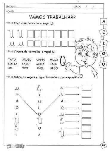 Atividades com a vogal U.