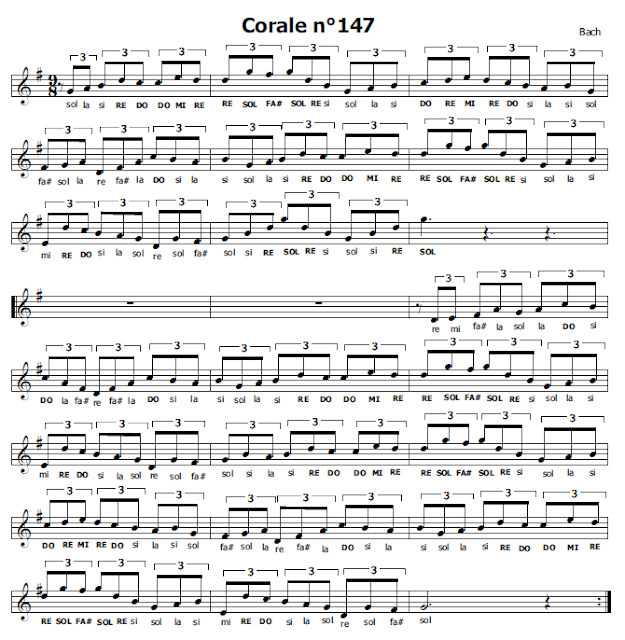 Musica E Spartiti Gratis Per Flauto Dolce Corale N°147 Di Bach