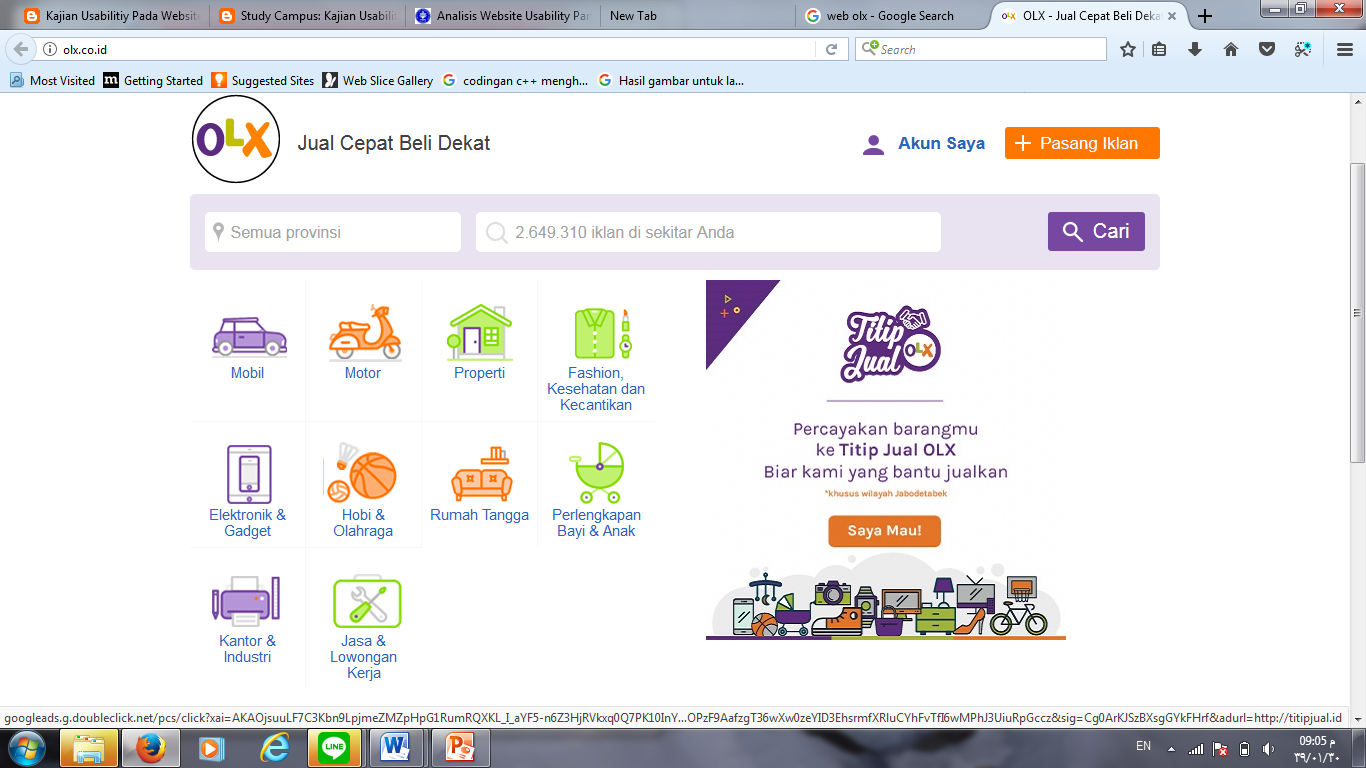 Kajian Usability pada Website olx Berdasarkan 10 Prinsip Jacob Nielsen