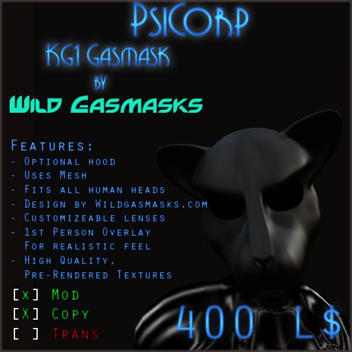 Second Life Fetish Fashion Guide: PsiCorp - Wildgasmasks KG1
