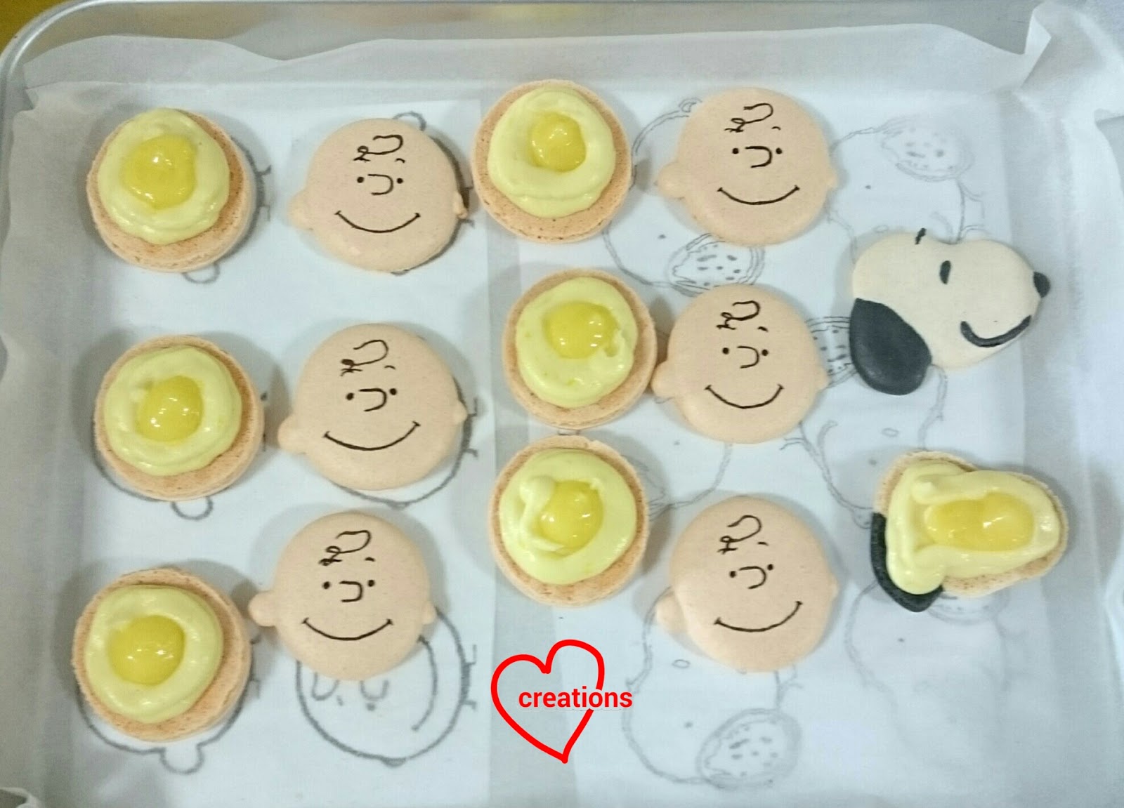 Loving Creations for You: Charlie Brown and Snoopy Lemon Macarons