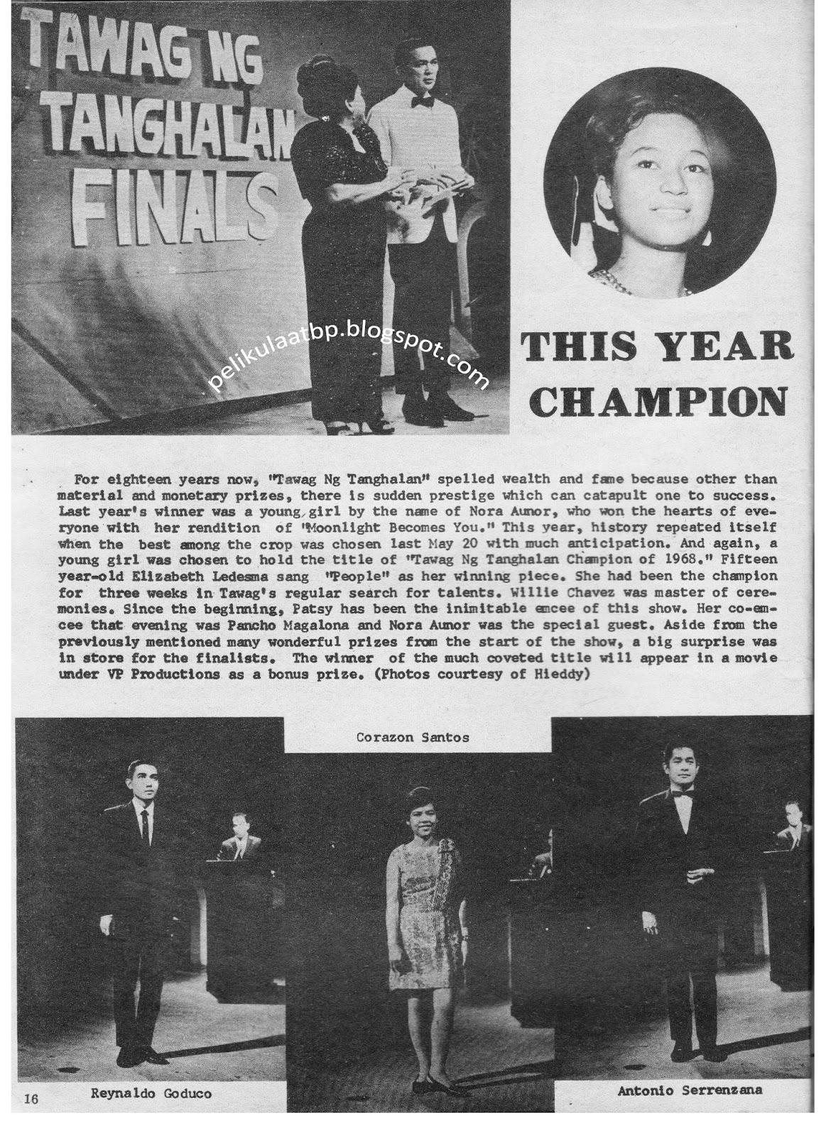 PELIKULA, ATBP.: TAWAG NG TANGHALAN FINALS (Show Business Magazine ...