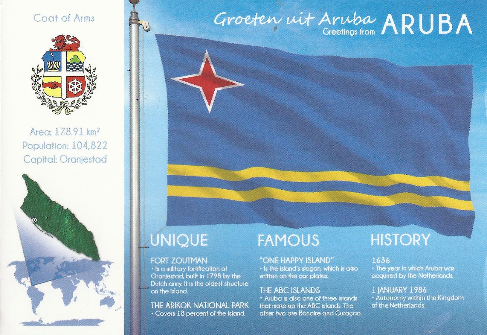 A Journey of Postcards: Flags of the World | Aruba
