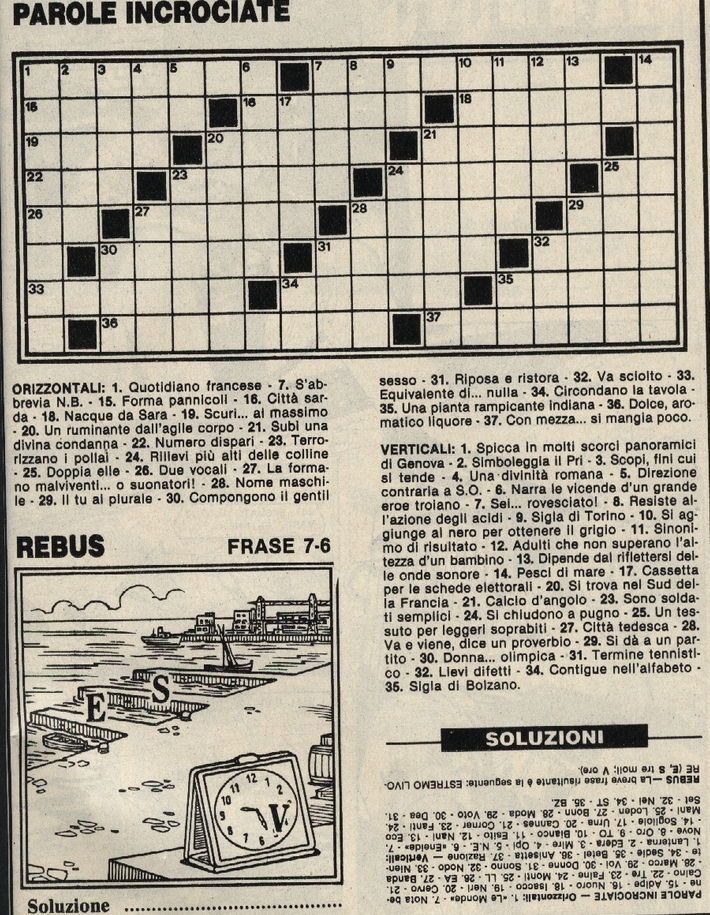 SCRIVOQUANDOVOGLIO: PAROLE INCROCIATE E REBUS (15/10/1987)