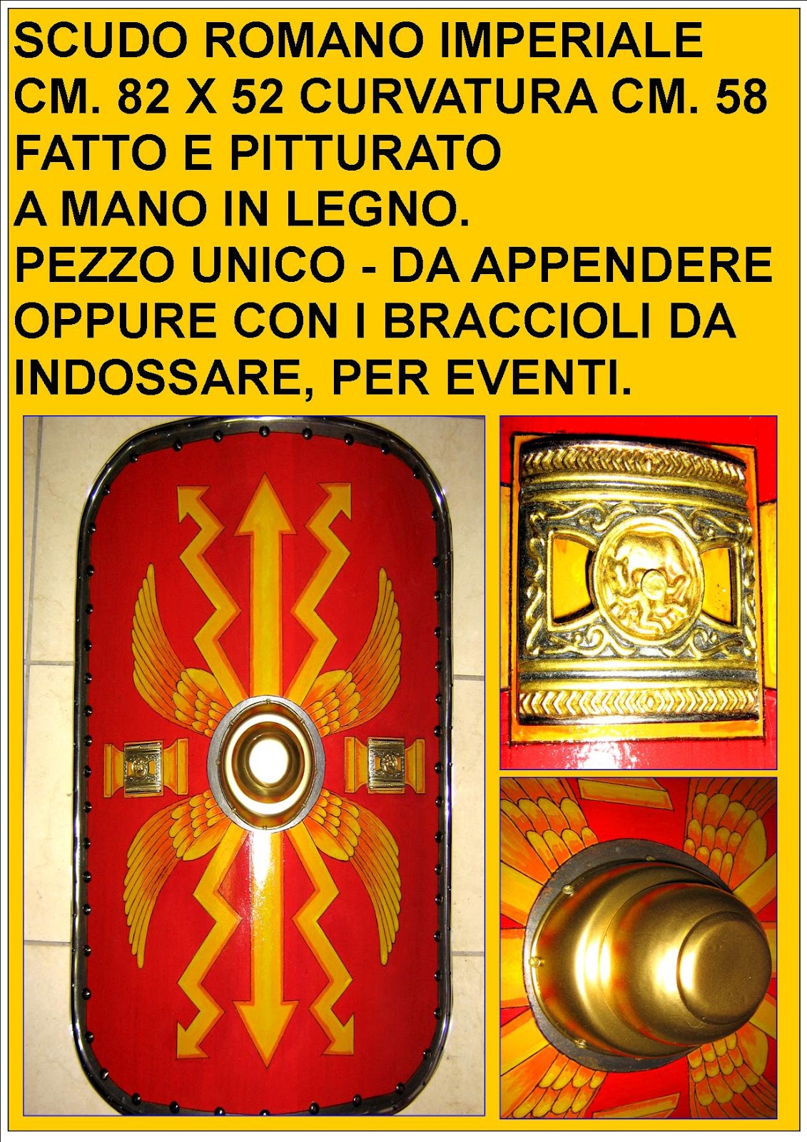 LA VOCE DEL CASTELLO: SCUDO ROMANO IMPERIALE CM. 82 X 52 CURVATURA CM ...