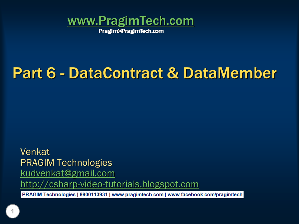 Sql Server Net And C Video Tutorial Part 6 Wcf Datacontract And Datamember