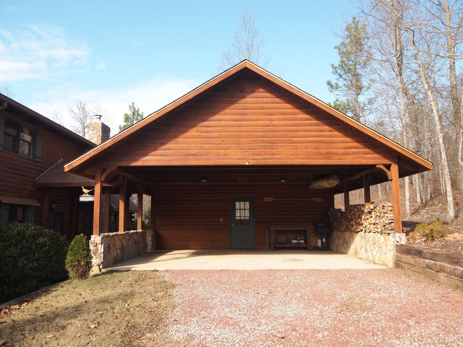 For Sale: Cypress Log Home: The Carport