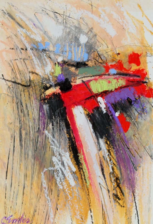 Carol Engles Art: Bright Blue, Red, Black and Tan, two, abstract ...