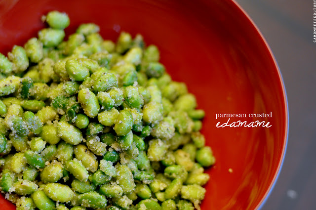 camo meets couture: Crispy Parmesan Edamame