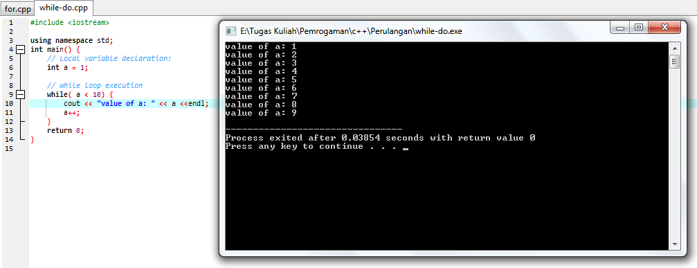 Perulangan for, while,dan do-while di C++ - Rizka Code