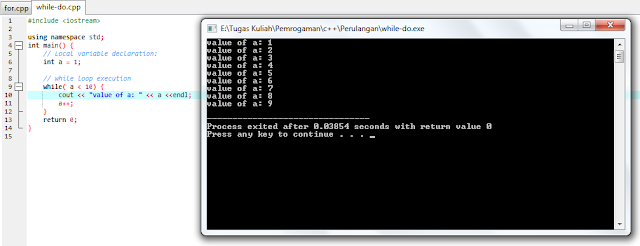 Perulangan for, while,dan do-while di C++ - Rizka Code