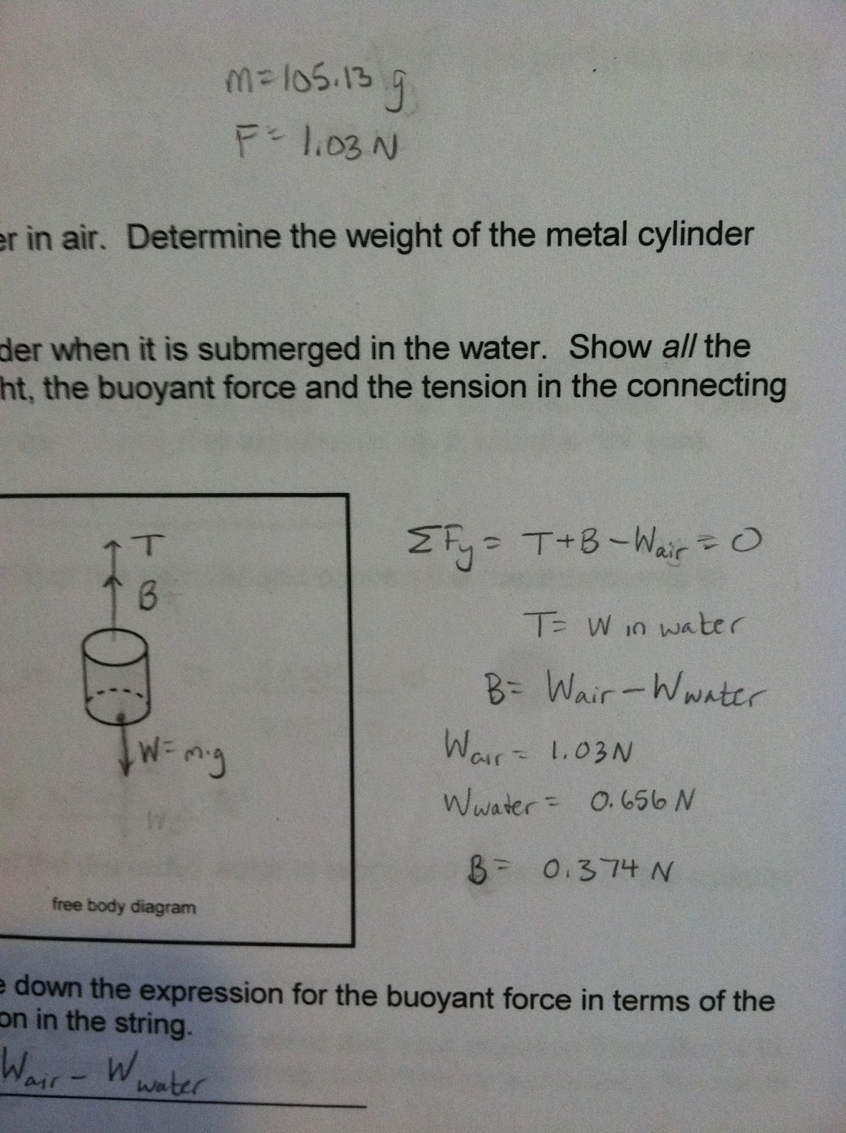 Physics4Cjgellatly: Experiment 1: Fluid Statics