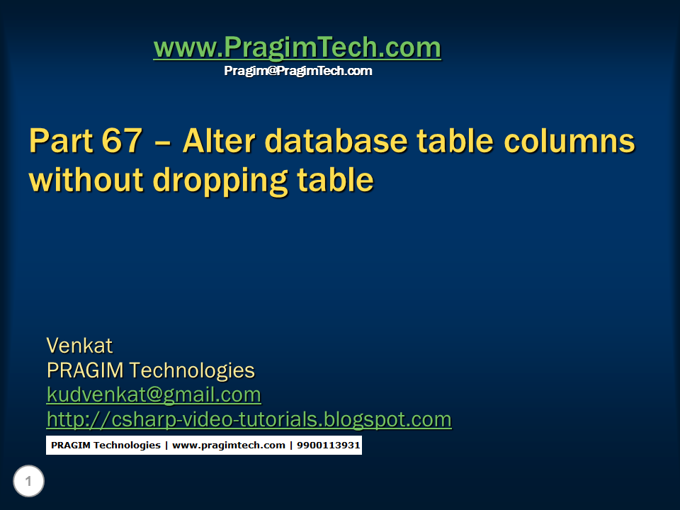 Sql Server Net And C Video Tutorial Part 67 Alter Database Table Columns Without Dropping