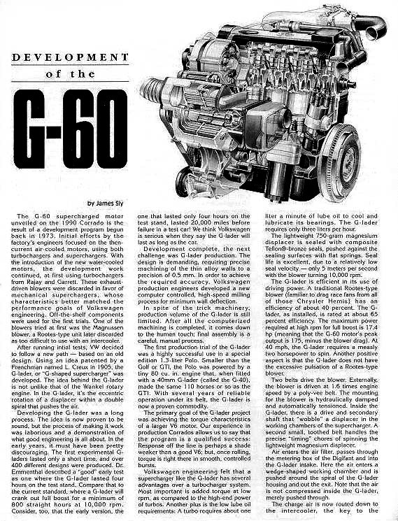 VW SYNCRO: One of the greatest, supercharged, engines ever made: the g60.