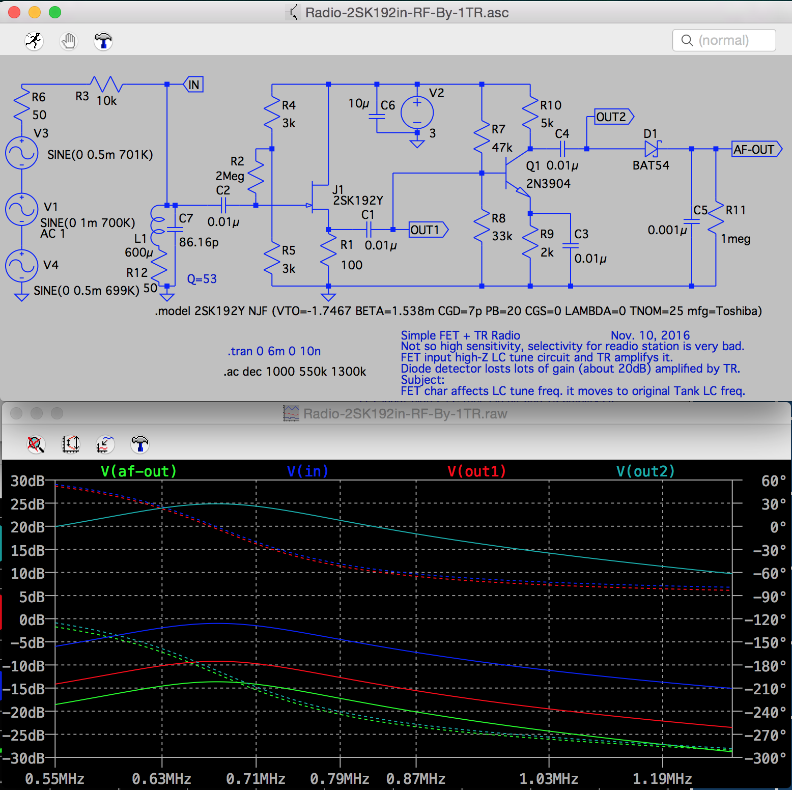Designing Radios, Electronics. /実用的通信装置の設計: FET(2SK241/2SK192)入力+BJT TR ...