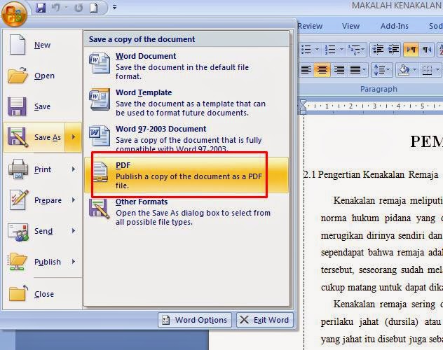 Cara Gampang Convert Word Ke Pdf Dengan Add-In Save As Pdf - Belajar ...