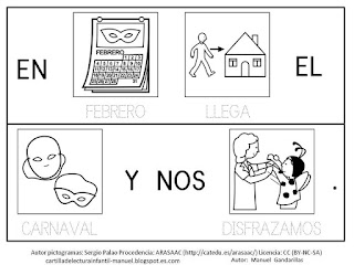 CARTILLA DE LECTURA INFANTIL : CARNAVAL FRASE LECTURA ESCRITURA