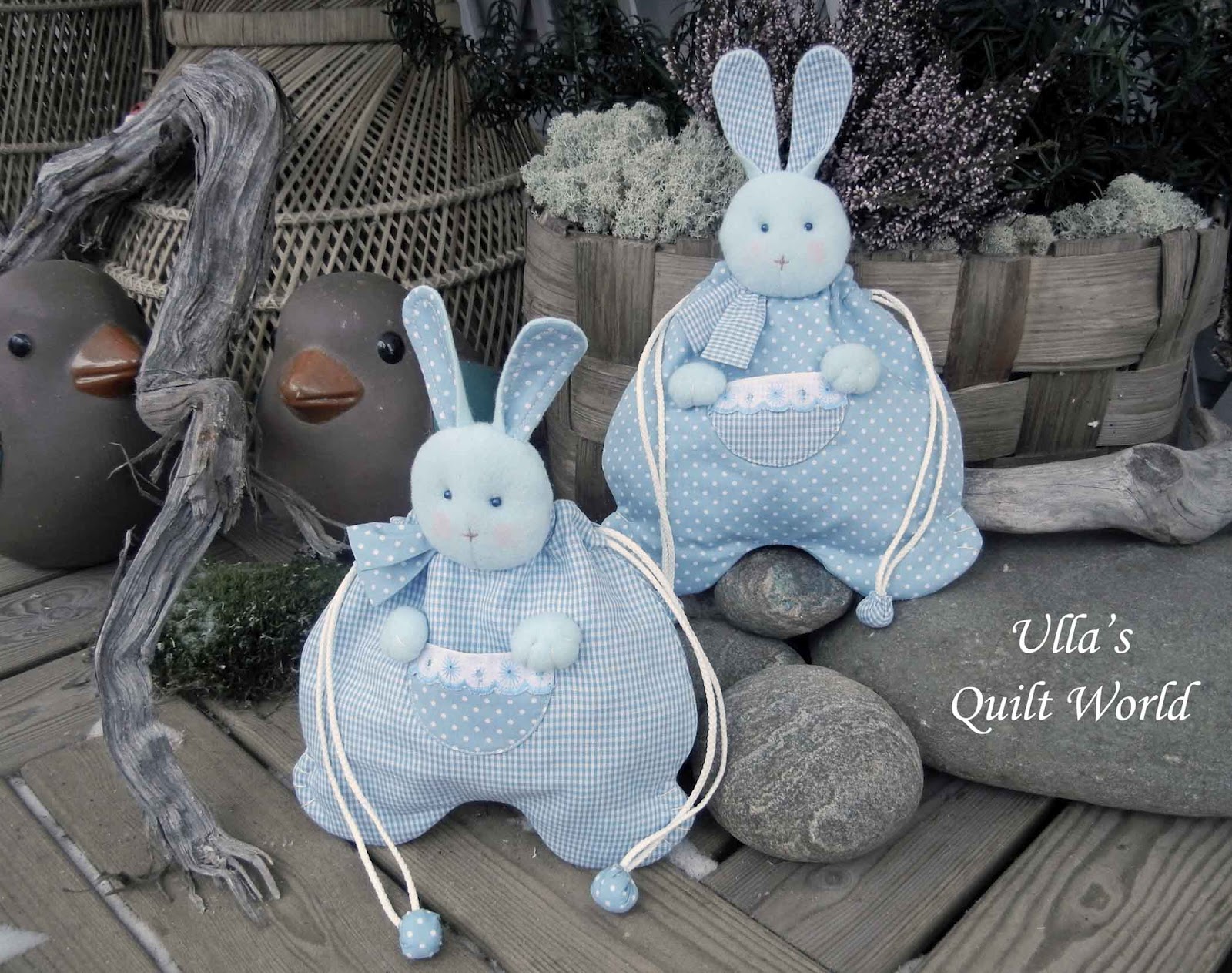 Ulla's Quilt World: Quilted rabbit pouch, Japanese patchwork