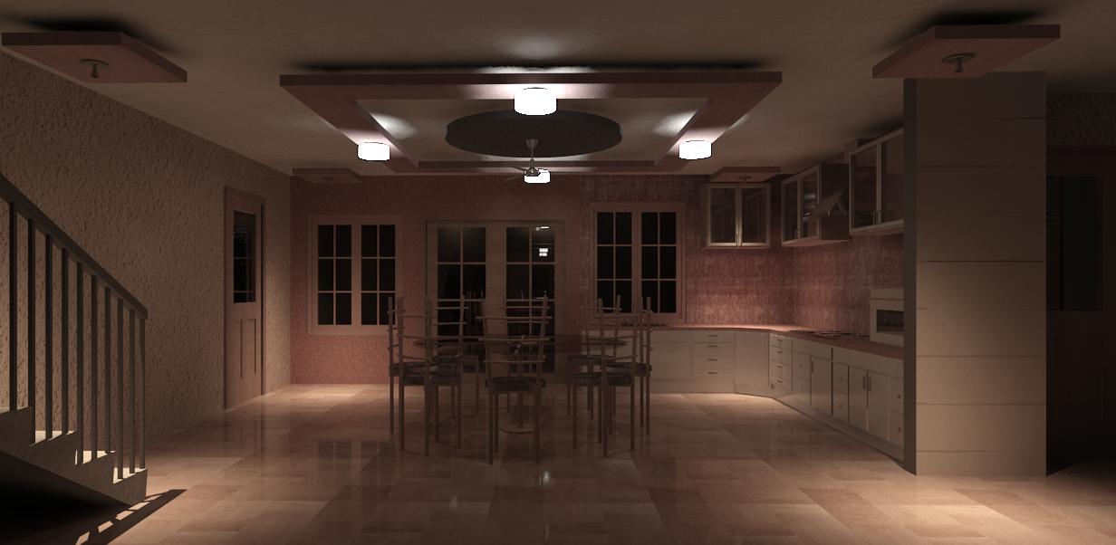 Open Kitchen with Hall Design.