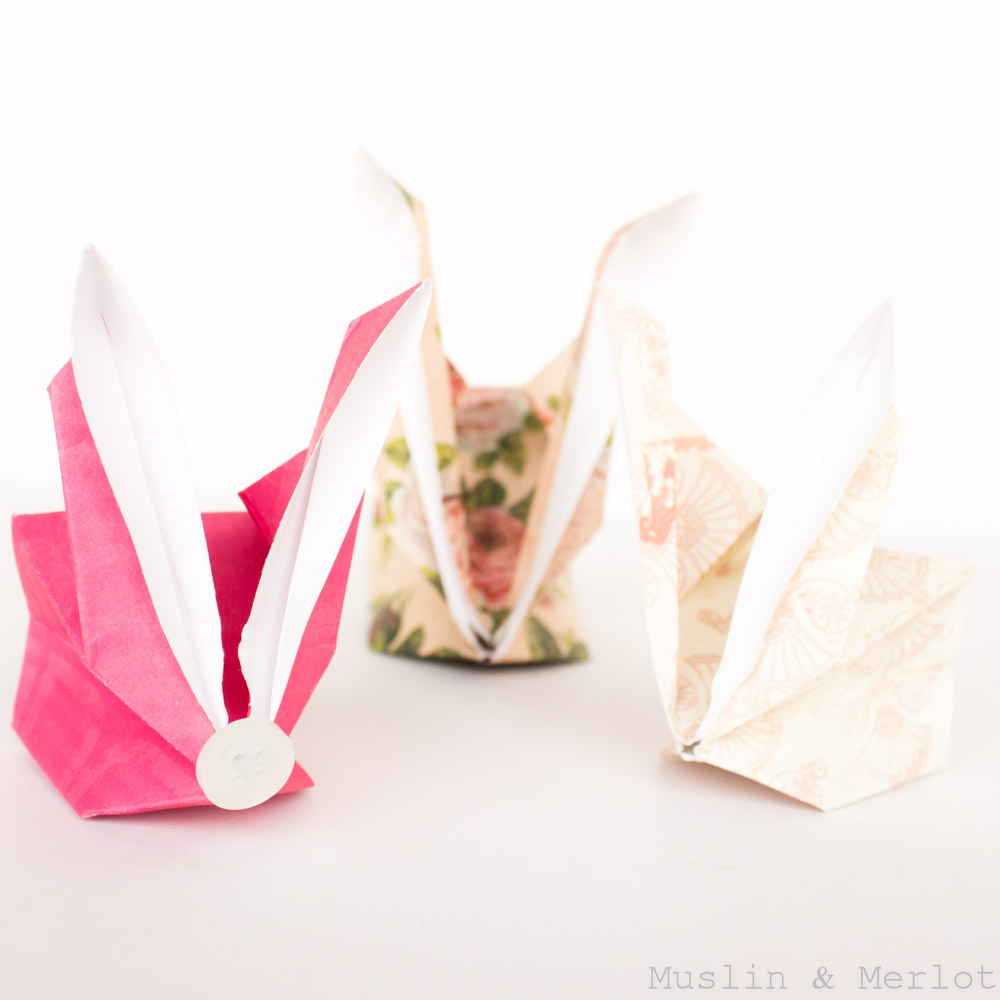 Origami Money Bunny - Muslin and Merlot