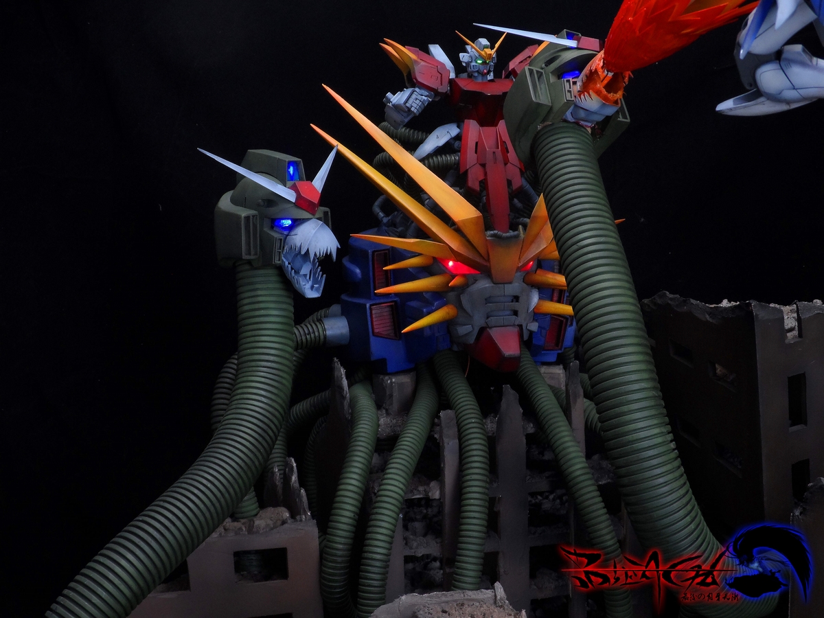 Custom Build: MG 1/100 God Gundam VS Devil Gundam Diorama