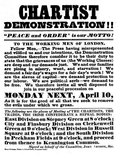 Victorian Calendar: April 10, 1848 --- The Chartists