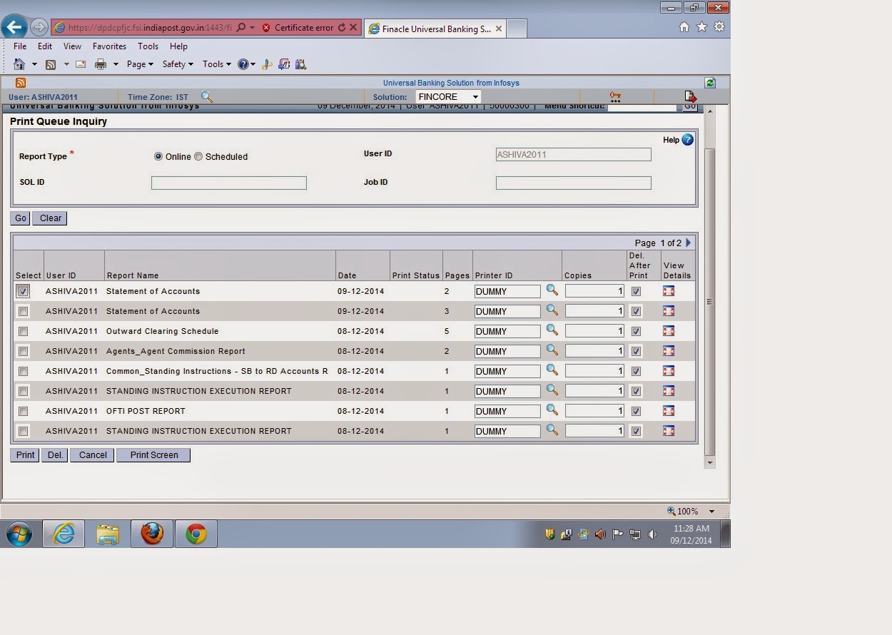 Account Statement printing for SB/PPF in finacle - POFINACLEGUIDE