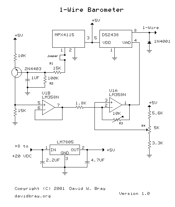 electronics ckt: 1 wire Barometer Using MPX4115