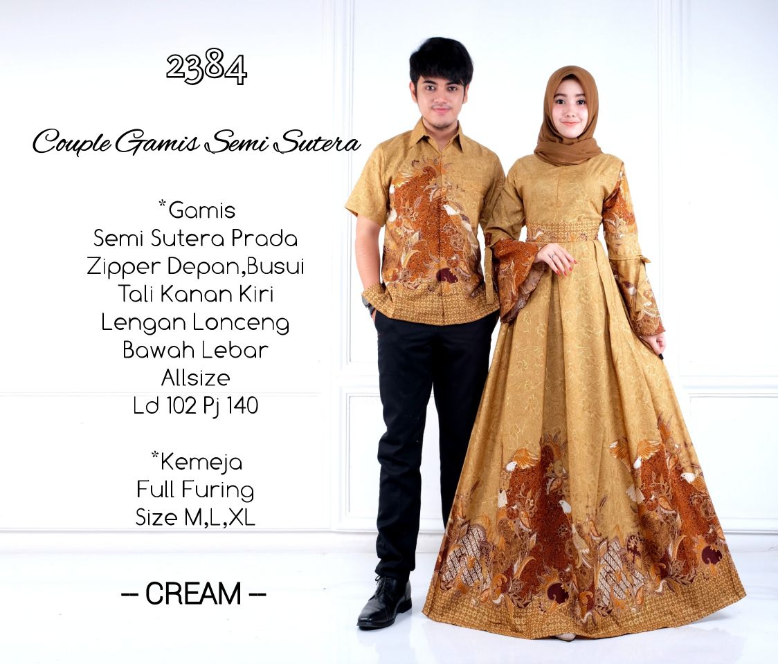 Model Baju Batik Gamis Couple D2384 Semisutera - Batik Bagoes Solo