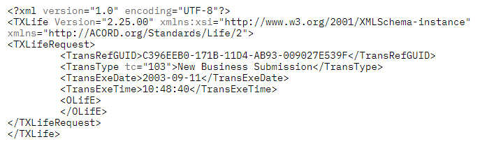 Nostra Technology: Anatomy of the ACORD TXLife XML standard