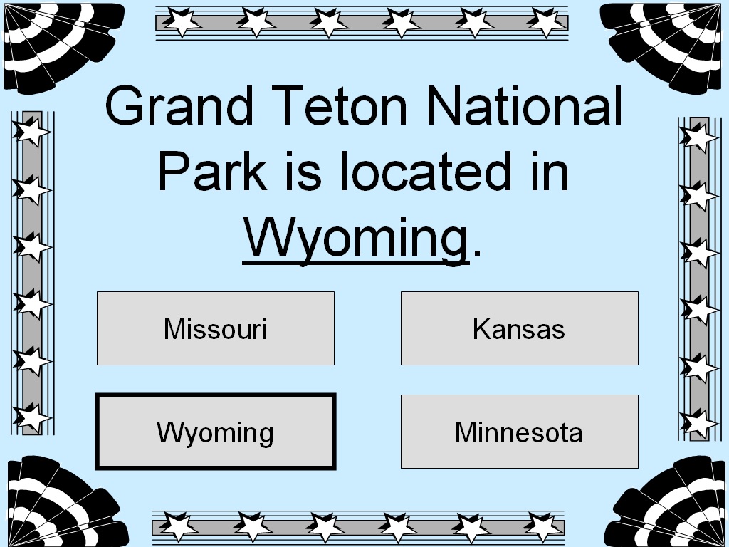 Student Survive 2 Thrive: American National Parks and Monuments Trivia Game