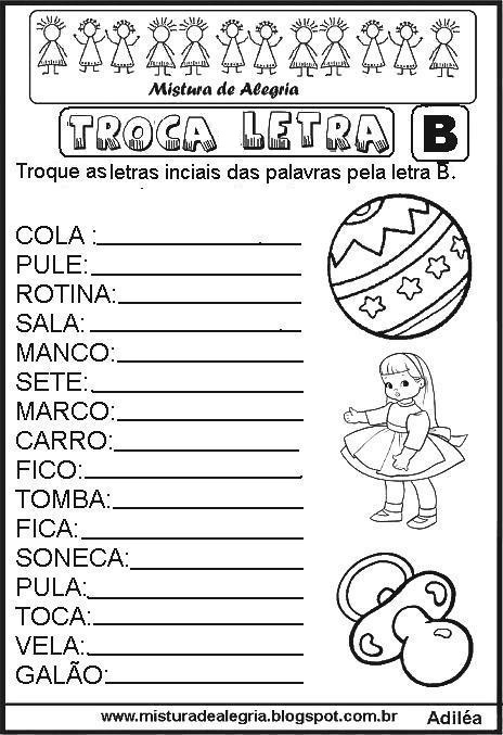 ATIVIDADES DE ALFABETIZAÇÃO - TROCANDO LETRAS E APRENDENDO - - Mistura ...