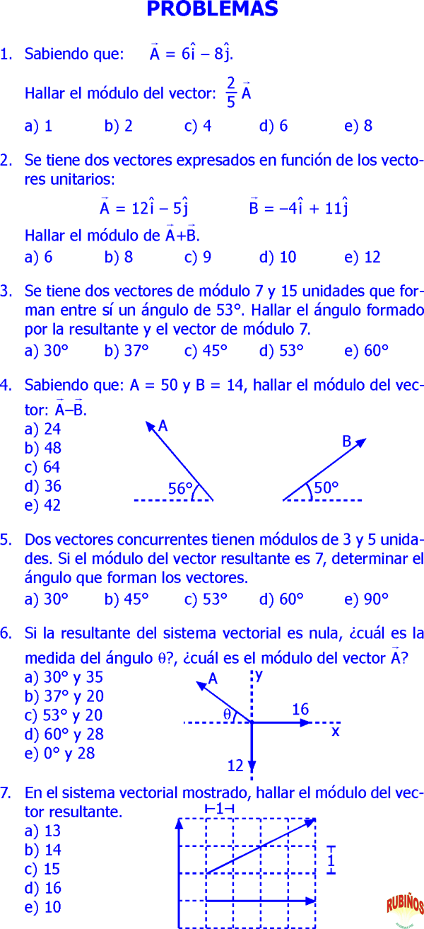 VECTORES EJERCICIOS CON RESPUESTAS DE FÍSICA