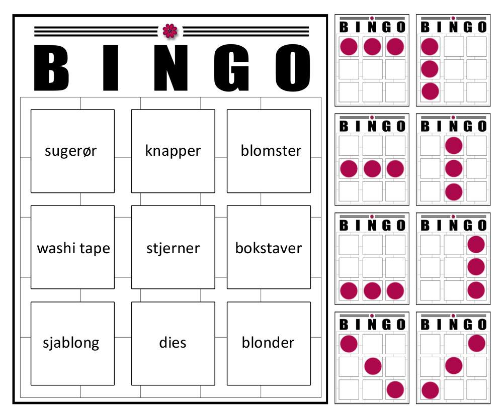 Scrappiness: Utfordring #18, Bingo med Kort & Godt