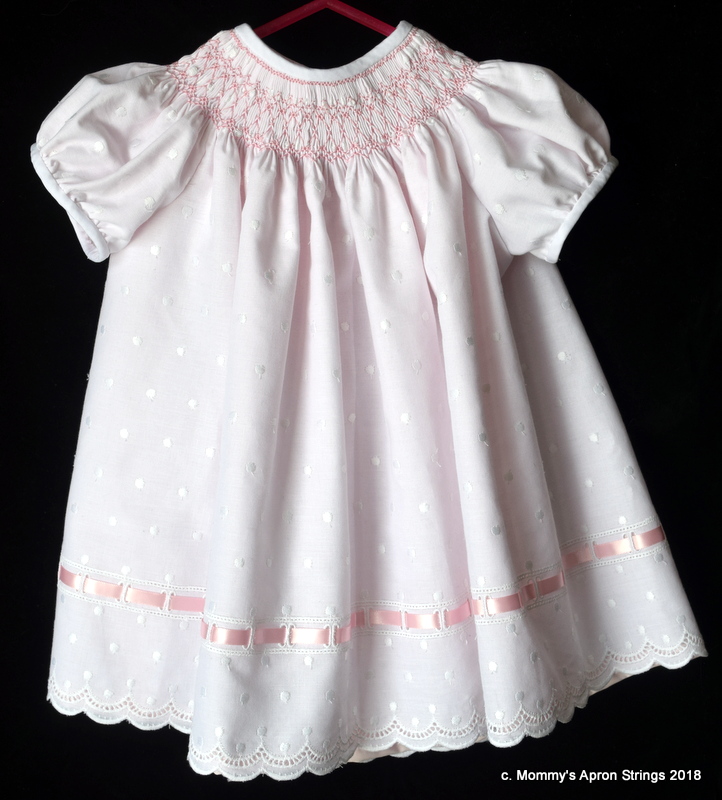 Mommy's Apron Strings: Border Eyelet Bishop with Pink Underlay