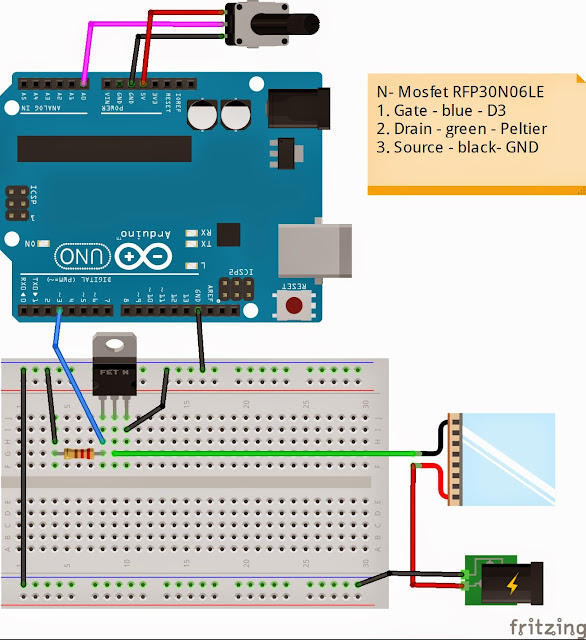 iPalk: 'Ελεγχος Θερμοηλεκτρικών Στοιχείων Peltier με Mosfet και Arduino