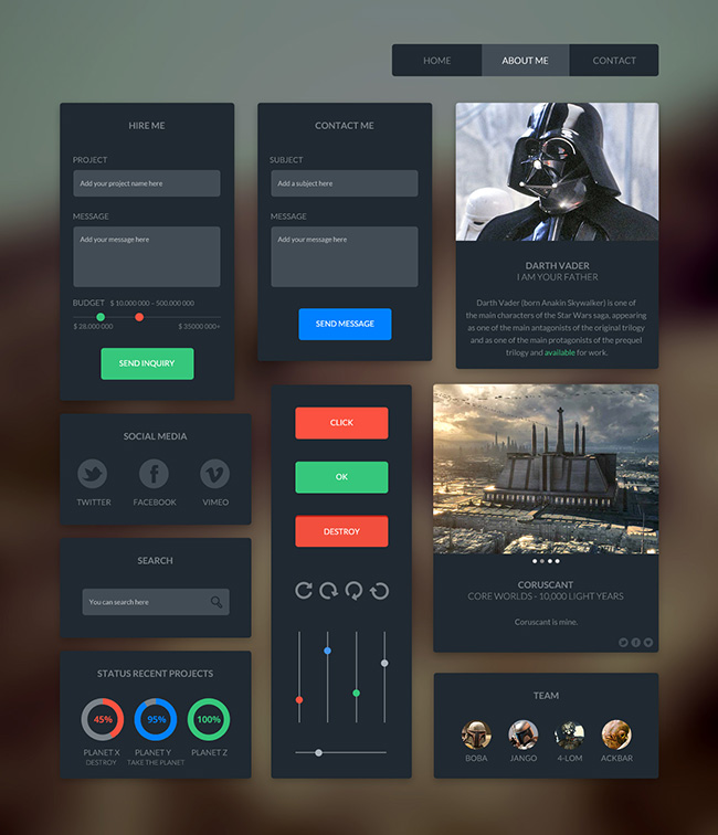 flat design ui kit to download for free