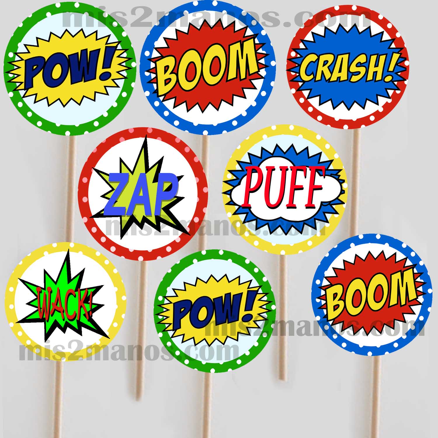 Mis 2 Manos: Made by My Hands: Super hero comic book cupcake toppers ...