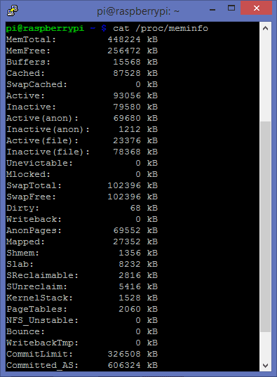 Hello Raspberry Pi: Get memory info with /proc/meminfo