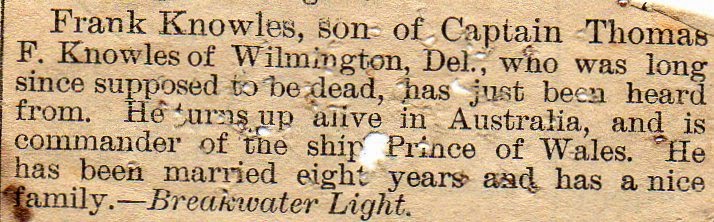 The Mill Creek Hundred History Blog: The Knowles Family