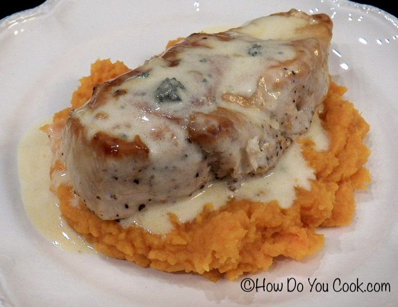 How Do You Cook.com: Blue Stilton Stuffed Chicken over Sweet Potatoes