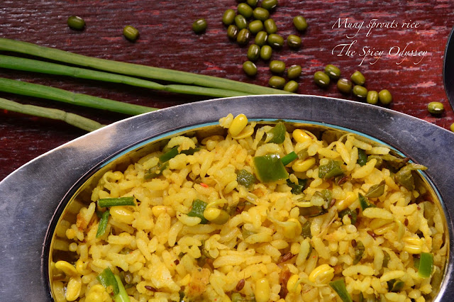 Sprouted Mung bean/Green Gram Rice (Indian Style)