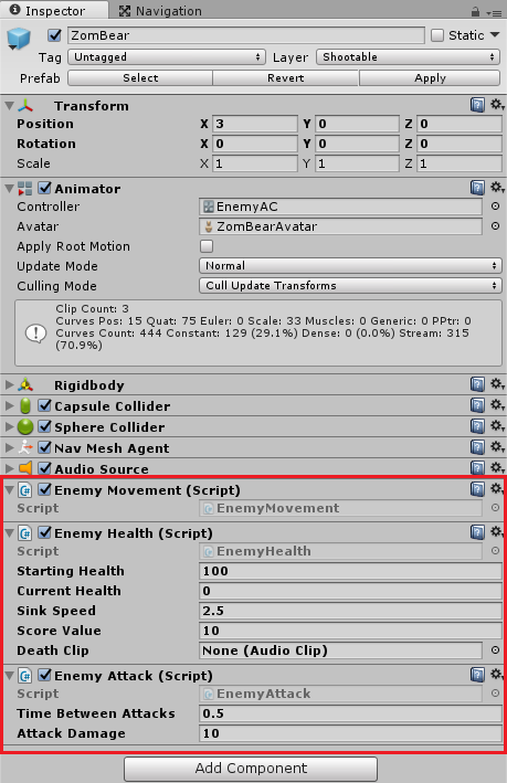 Latedreamer의 좌충우돌 Unity Tutorial Survival Shooter Part 5