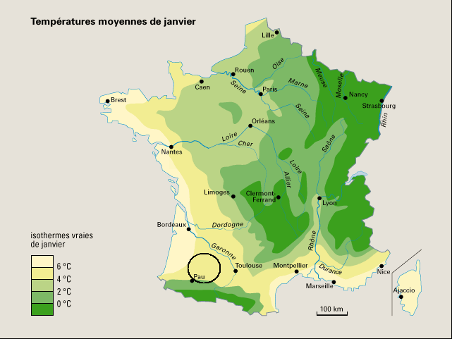 Carte L'ensoleillement France | Carte de L'ensoleillement en France