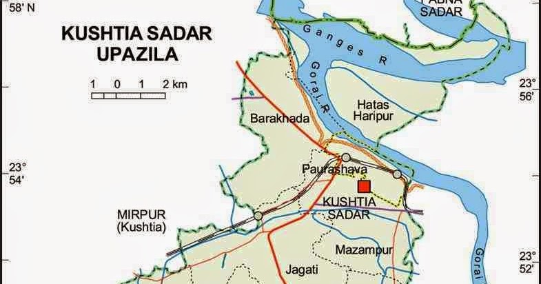 Kushtia Sadar Upazila Map, Kushtia, Bangladesh
